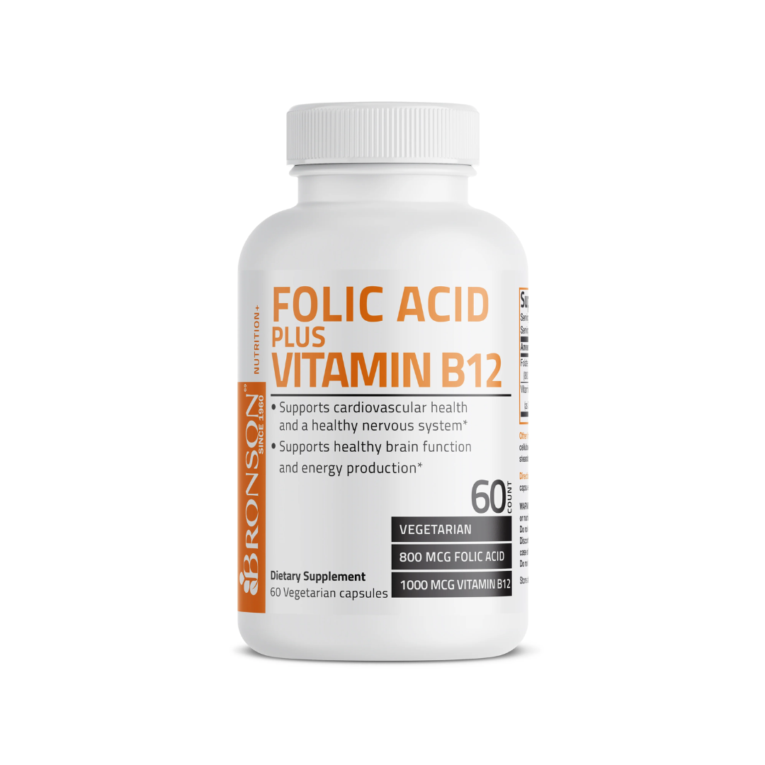 Bronson Folic Acid 800 + Vitamin B12 for Pregnancy and Baby Health Sup ...